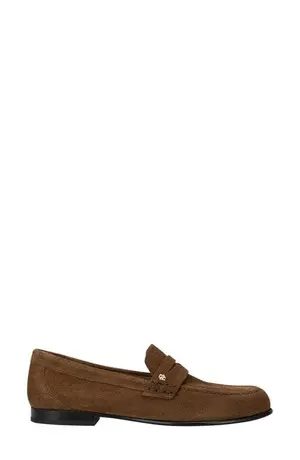 BOSS Jadey Suede Penny Loafer - Medium Brown