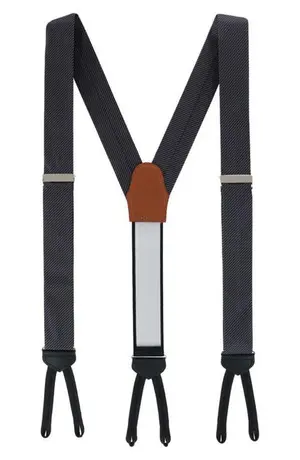 Trafalgar Leyton Diagonal Stripe Silk Suspenders - Graphite