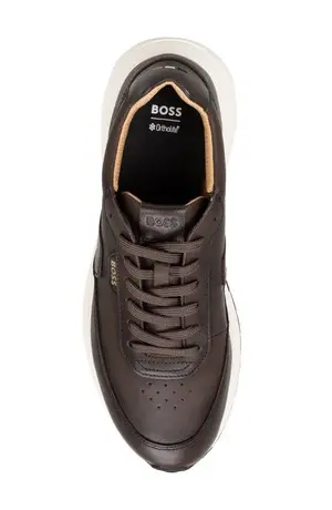 BOSS Vinston Paneled Leather Lace-up Sneakers - Dark Brn