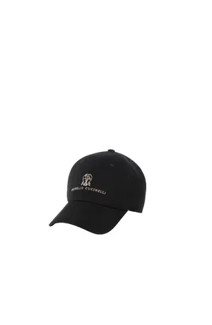 Brunello Cucinelli Garment-dyed Twisted Cotton Gabardine Baseball Cap With Embroidered Logo - Black