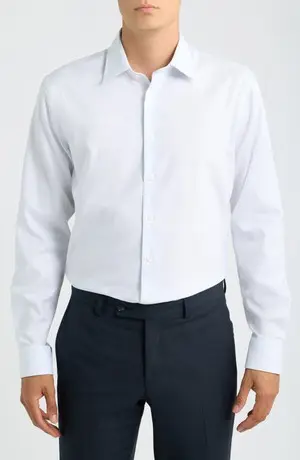 Nordstrom Trim Fit Check Premium Non-iron Cotton Dress Shirt - White Harrison Check