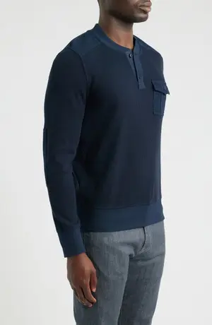 Brooks Brothers Waffle Stitch Stretch Cotton & Wool Henley