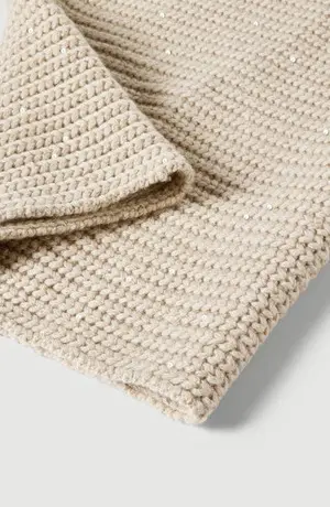 Brunello Cucinelli Cashmere And Silk Dazzling Rib Knit Neck Warmer - Beige