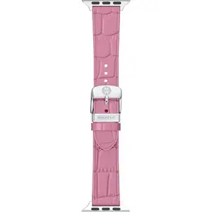 Michele Croc Embossed Leather 20mm Apple Watch® Watchband - Pink