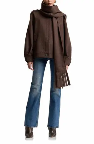 Avec Les Filles Oversized Coat With Detachable Scarf