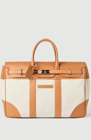 Brunello Cucinelli Grained Calfskin And Cowhide Country Bag - Ivory
