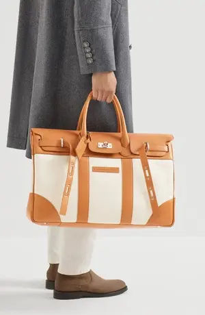 Brunello Cucinelli Grained Calfskin And Cowhide Country Bag