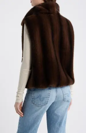 Via Spiga Faux Fur Vest With Stand Collar