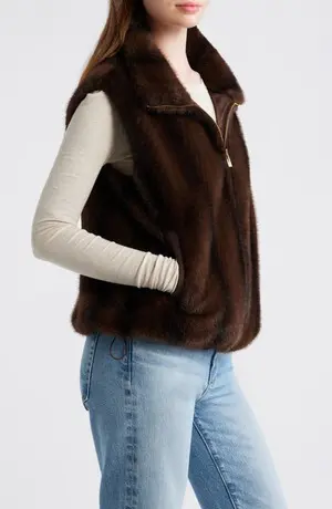 Via Spiga Faux Fur Vest With Stand Collar