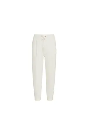 Brunello Cucinelli Cashmere And Cotton French Terry Double Cloth Trousers With Crête Detail And Elasticated Zipper Cuffs - Off-white