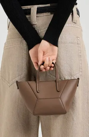 Brunello Cucinelli Calfskin Bc Duo Mini Bag With Monili - Espresso