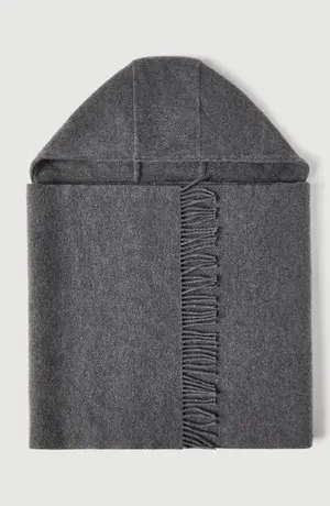 Brunello Cucinelli Hooded Wool And Cashmere Knit Scarf - Medium Grey