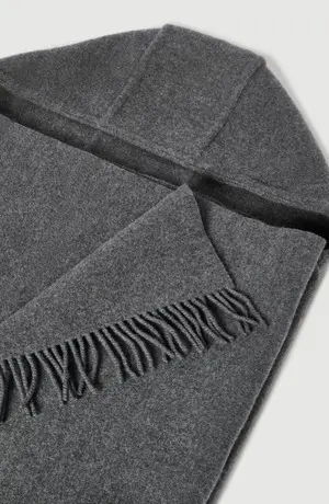 Brunello Cucinelli Hooded Wool And Cashmere Knit Scarf - Medium Grey