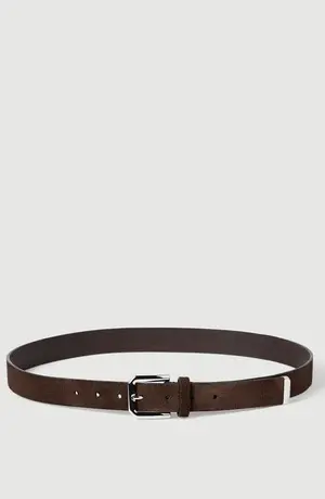 Brunello Cucinelli Reversed Leather Belt With Square Buckle And Tip - Rust Brown