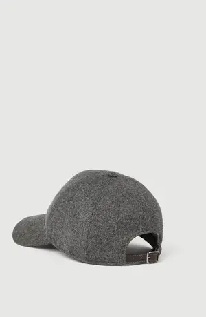 Brunello Cucinelli Virgin Wool And Cashmere Flannel Baseball Cap With Shiny Band