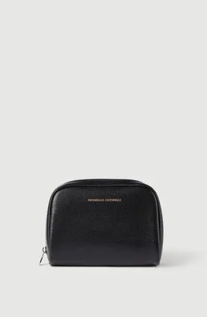 Brunello Cucinelli Brushed Leather Slim Beauty Case - Black
