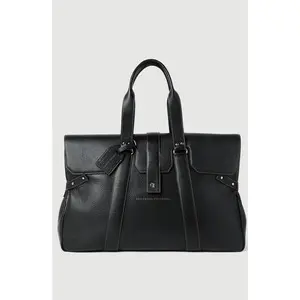 Brunello Cucinelli Grained Calfskin Country Weekender Bag - Black