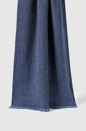 Brunello Cucinelli Cashmere Chevron Scarf - Avio Blue