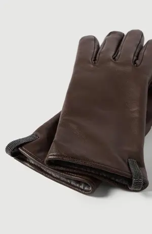 Brunello Cucinelli Nappa Leather Gloves With Monili