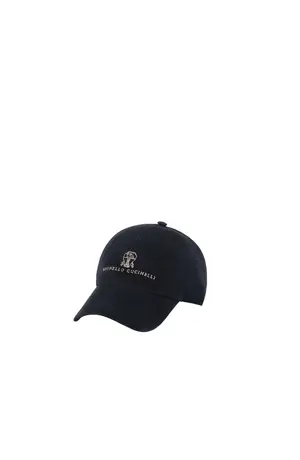 Brunello Cucinelli Embroidered Logo Suede Baseball Cap - Navy Blue