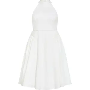 City Chic Textured Sleeveless Jacquard Midi Dress - Ivory