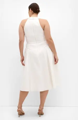 City Chic Textured Sleeveless Jacquard Midi Dress - Ivory