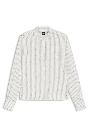 BOSS Bertyna Monday Stripe Crop Button-up Shirt