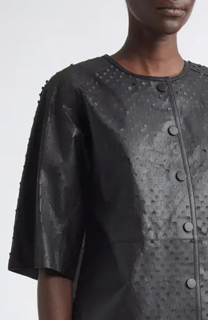 Lafayette 148 New York Laser Cut Leather Jacket