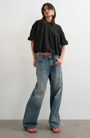Topshop Bubble Hem Cotton T-shirt