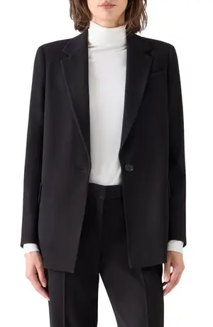 Akris Wool Tricotine Boyfriend Blazer - Espresso