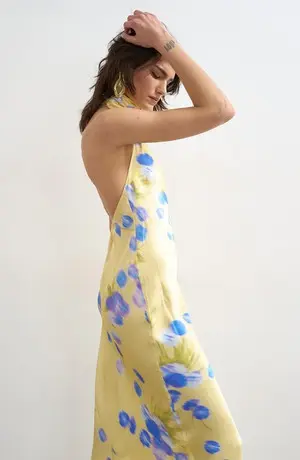 Topshop Floral Halter Maxi Dress