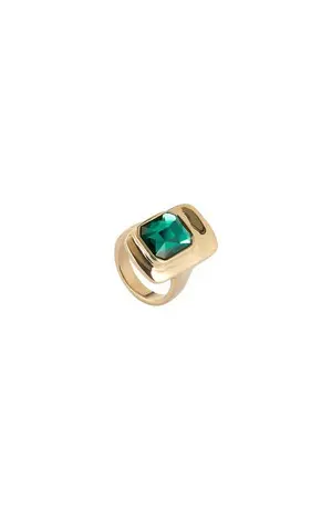 UNODE50 18k -plated Ring With Green Crystal