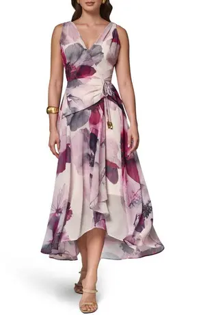 Donna Karan New York Floral Faux-wrap Midi Dress