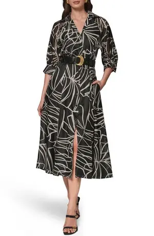 Donna Karan New York Belted Midi Shirtdress - Blk/lt Can