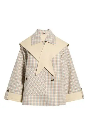 DAMSON MADDER Jerry Reversible Crop Trench Coat - Stone