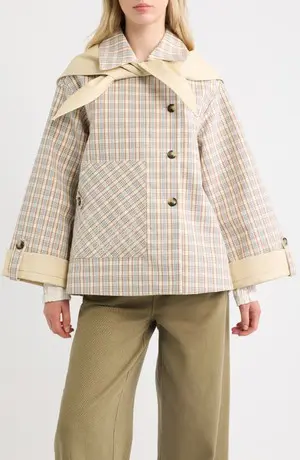 DAMSON MADDER Jerry Reversible Crop Trench Coat - Stone