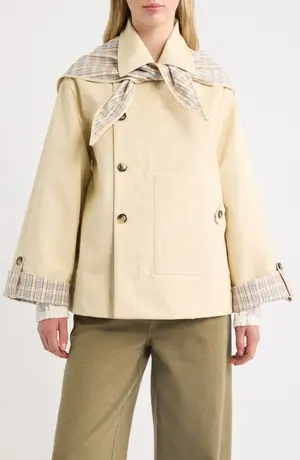 DAMSON MADDER Jerry Reversible Crop Trench Coat - Stone