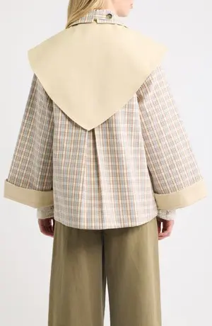 DAMSON MADDER Jerry Reversible Crop Trench Coat - Stone