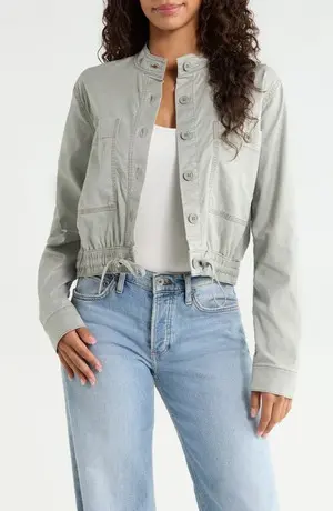 Splendid Spencer Tie Hem Cotton Blend Jacket - Eucalyptus