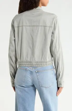 Splendid Spencer Tie Hem Cotton Blend Jacket - Eucalyptus