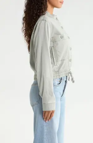 Splendid Spencer Tie Hem Cotton Blend Jacket - Eucalyptus