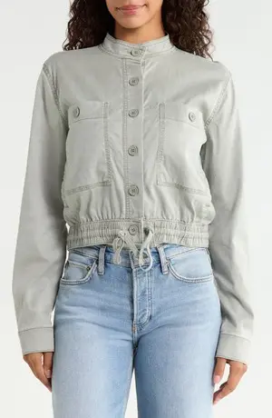 Splendid Spencer Tie Hem Cotton Blend Jacket - Eucalyptus