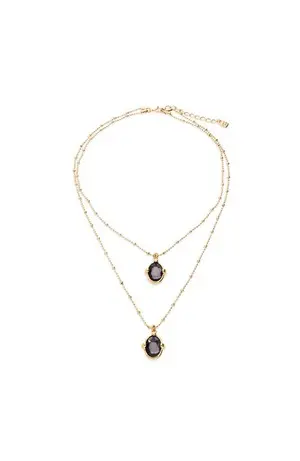 UNODE50 Double Layered Necklace With Faceted Crystals In 18k - Gold