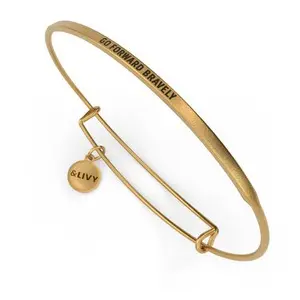 &LIVY Posy Bangle Bracelet Go Forward Bravely - Gold