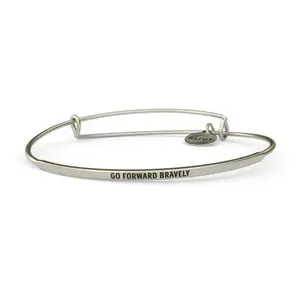 &LIVY Posy Bangle Bracelet Go Forward Bravely - Silver