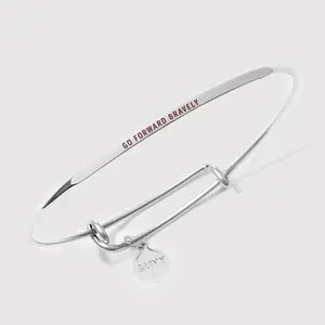 &LIVY Posy Bangle Bracelet Go Forward Bravely - Silver