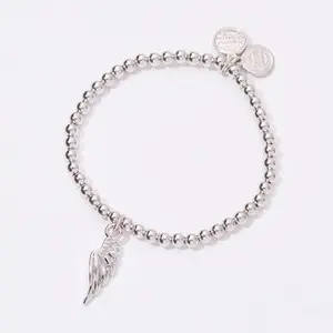 &LIVY Angel Wing Stretch Beaded Bracelet - Silver