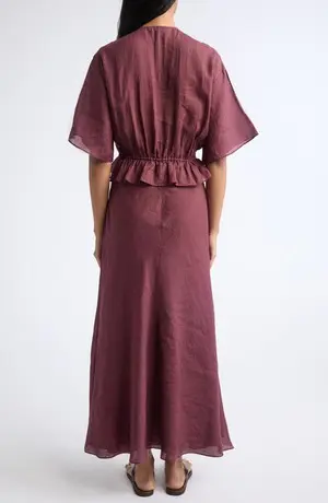 Veronica Beard Dominick Pintuck Lace Trim Maxi Dress - Raisin