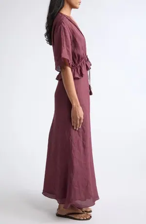 Veronica Beard Dominick Pintuck Lace Trim Maxi Dress - Raisin