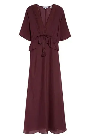 Veronica Beard Dominick Pintuck Lace Trim Maxi Dress - Raisin